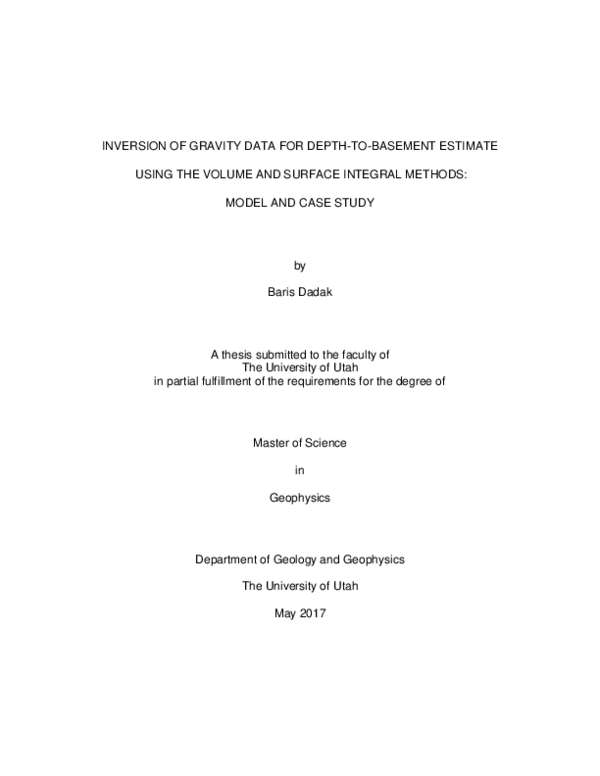 (PDF) Inversion of gravity data for depth-to-basement estimate using ...