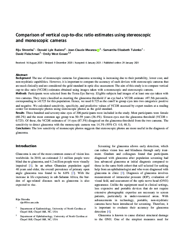 (PDF) Comparison of vertical cup-to-disc ratio estimates using ...