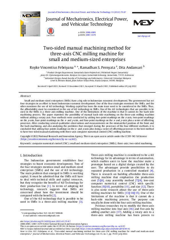 (PDF) Two-sided manual machining method for three-axis CNC milling ...