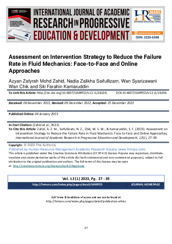 (PDF) Assessment on Intervention Strategy to Reduce the Failure Rate in ...