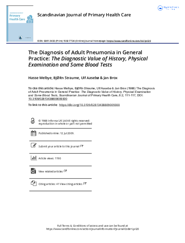 (PDF) The Diagnosis of Adult Pneumonia in General Practice:The ...