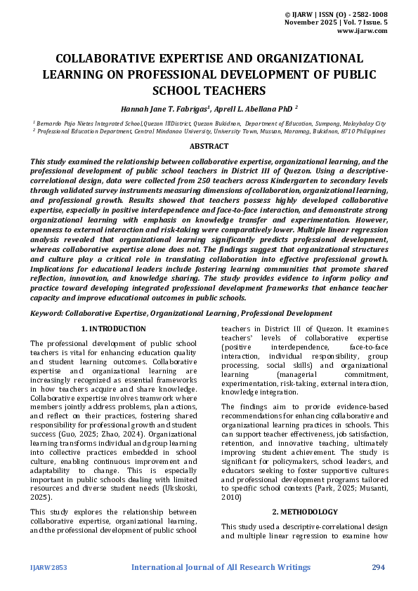 (PDF) COLLABORATIVE EXPERTISE AND ORGANIZATIONAL LEARNING ON ...