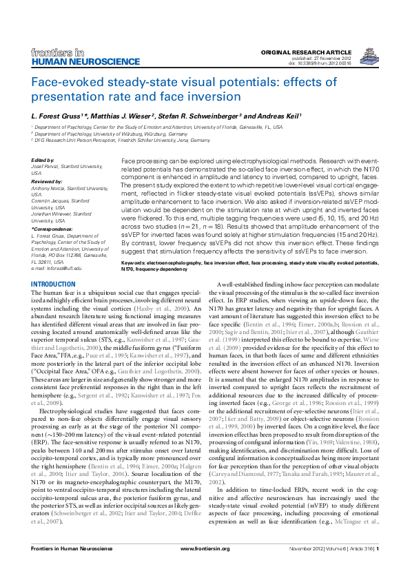 (PDF) Face-Evoked Steady-State Visual Potentials: Effects of ...