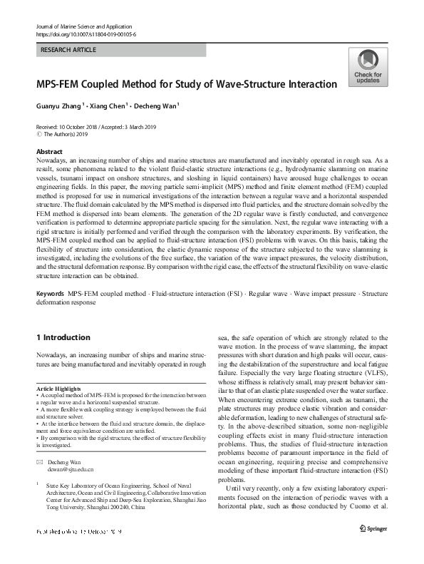(PDF) MPS-FEM Coupled Method for Study of Wave-Structure Interaction