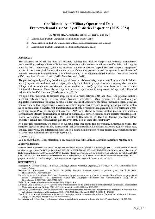 (PDF) Confidentiality in Military Operational Data: Framework and Case ...