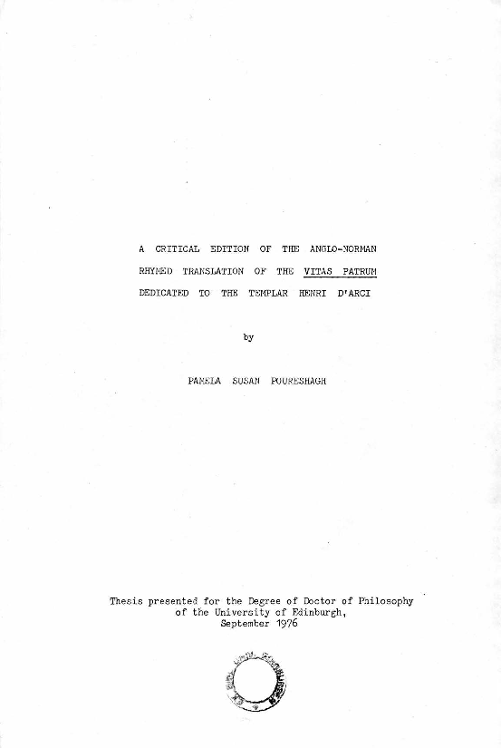 (PDF) Critical edition of the Anglo -Norman rhymed translation of the ...