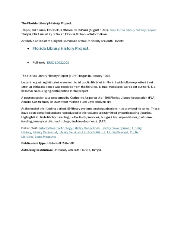 (PDF) Florida Library History Project