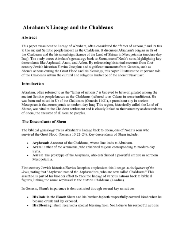 (PDF) Abraham's Lineage and the Chaldeans