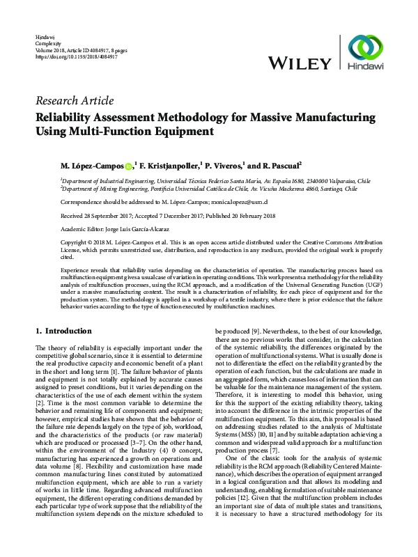(PDF) Reliability Assessment Methodology for Massive Manufacturing ...