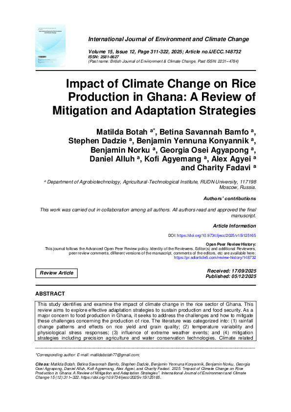(PDF) Impact of Climate Change on Rice Production in Ghana: A Review of ...