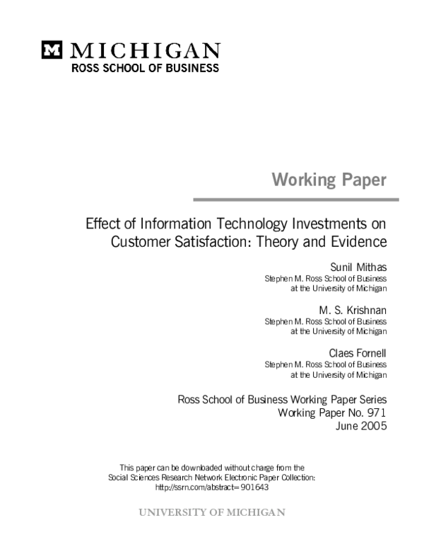 (PDF) Effect of Information Technology Investments on Customer ...