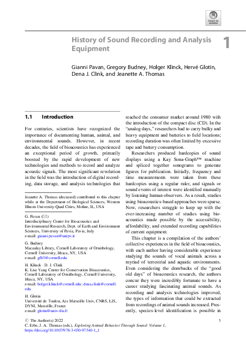 (PDF) History of Sound Recording and Analysis Equipment
