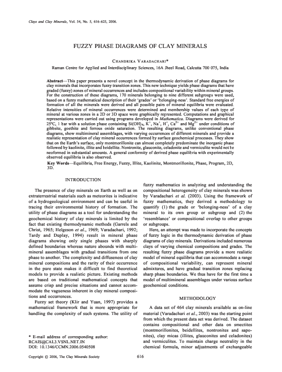 (PDF) Fuzzy Phase Diagrams of Clay Minerals