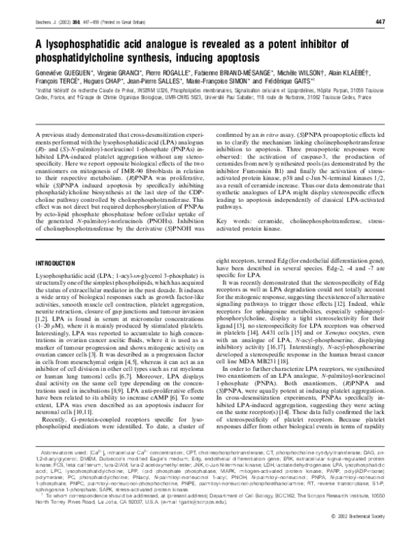 (PDF) A lysophosphatidic acid analogue is revealed as a potent ...
