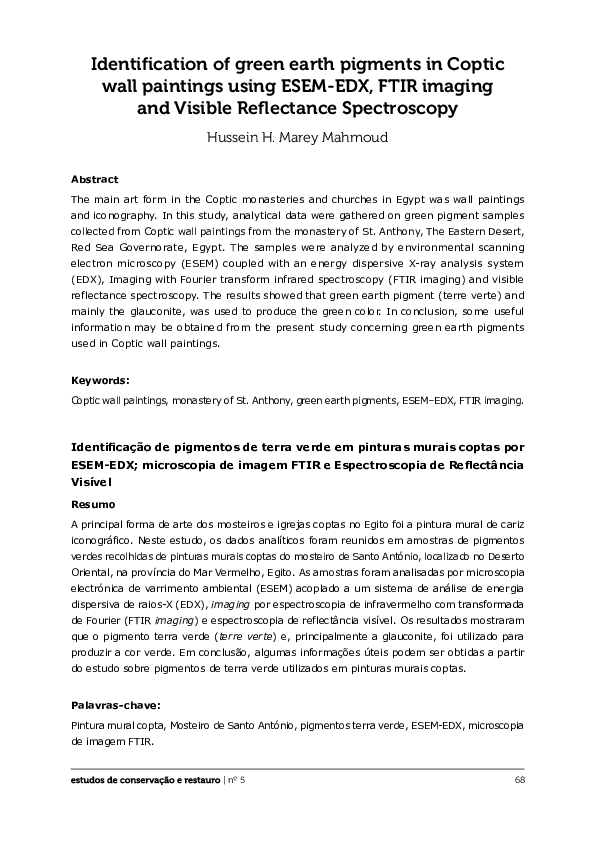 (PDF) Identification of green earth pigments in Coptic wall paintings ...