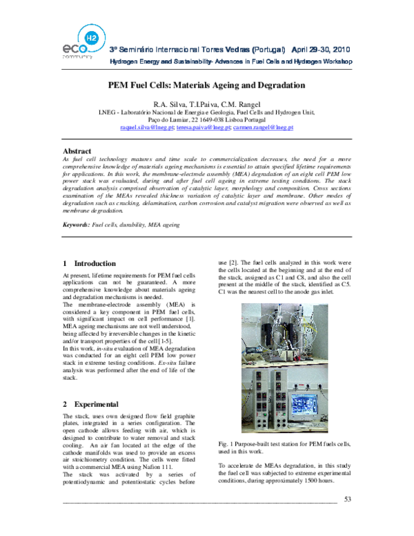 (PDF) PEM Fuel Cells: materials ageing and degradation