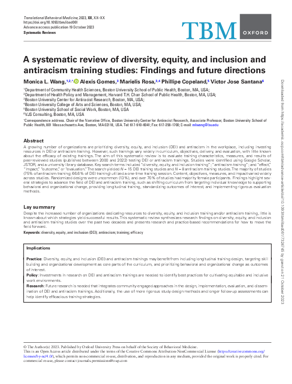 (PDF) A systematic review of diversity, equity, and inclusion and ...
