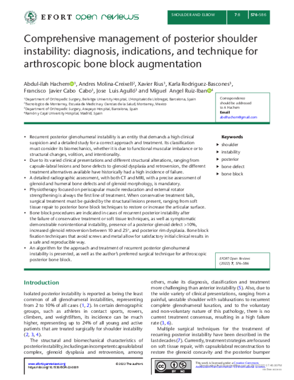 (PDF) Comprehensive management of posterior shoulder instability ...