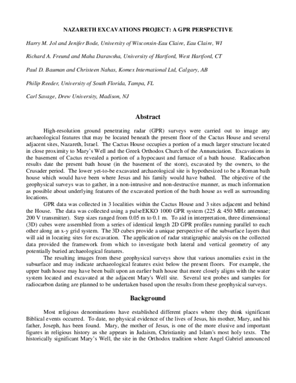 (PDF) Nazareth Excavations Project: A GPR Perspective