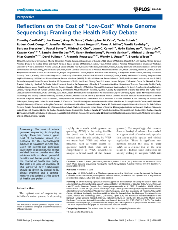 (PDF) Reflections on the Cost of "Low-Cost" Whole Genome Sequencing ...