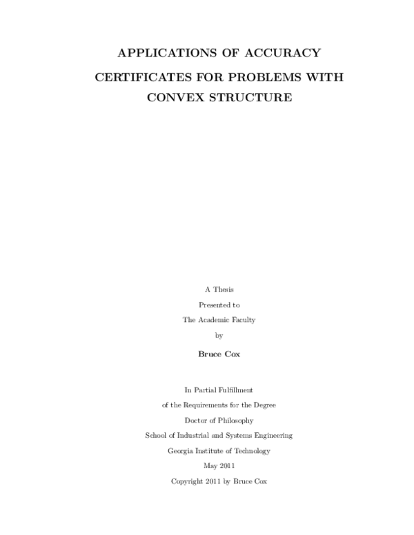 (PDF) Applications of accuracy certificates for problems with convex ...