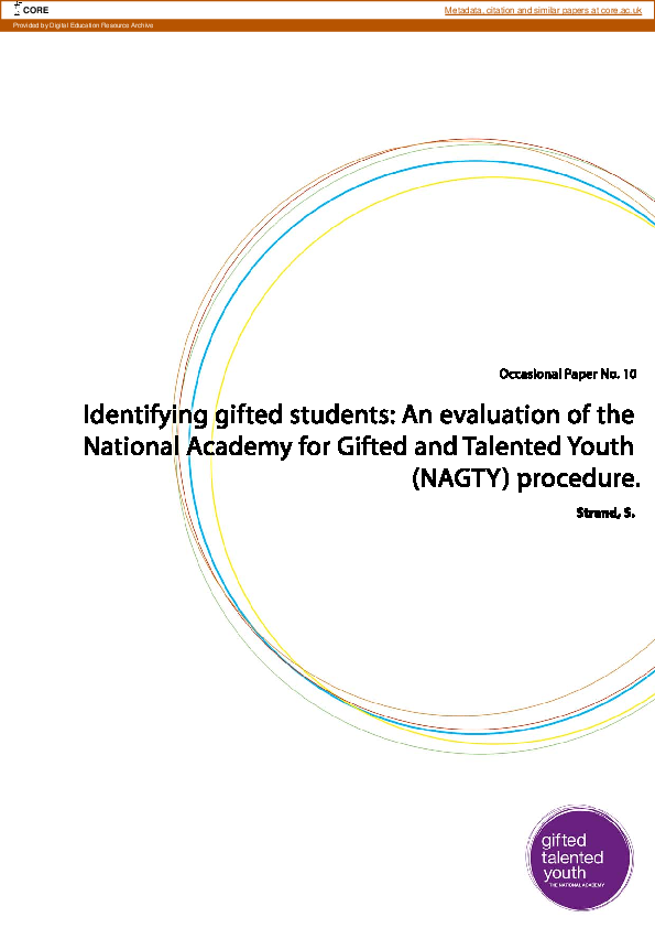 (PDF) Identifying gifted students : an evaluation of the National ...