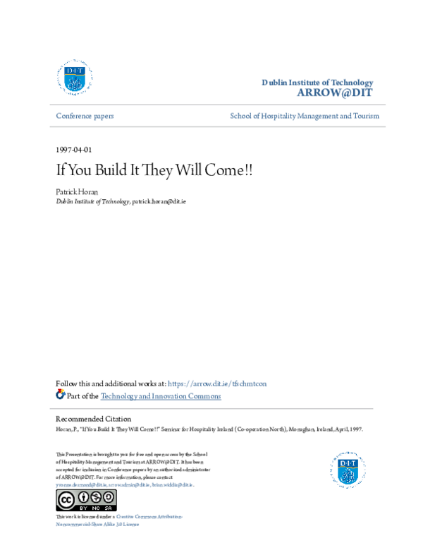 (PDF) If you build it, will they come?