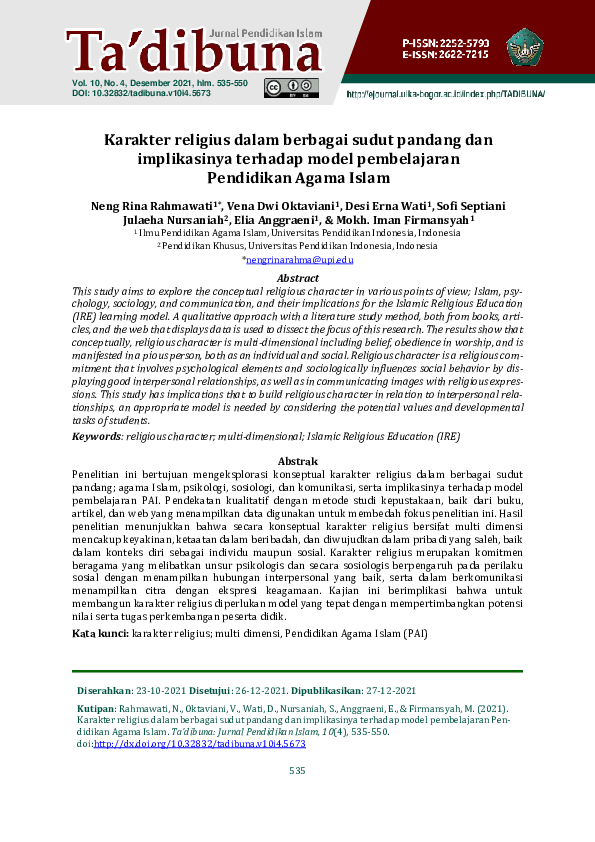 (PDF) Karakter religius dalam berbagai sudut pandang dan implikasinya ...