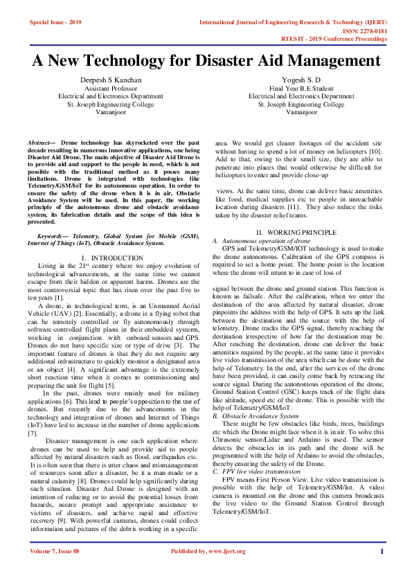 (PDF) A New Technology for Disaster Aid Management