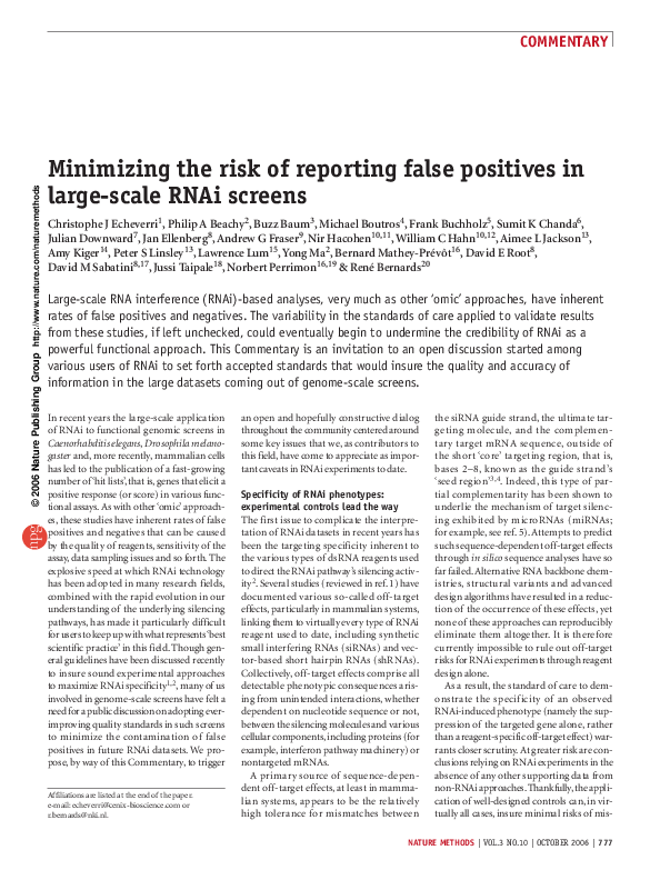 (PDF) Minimizing the risk of reporting false positives in large-scale ...