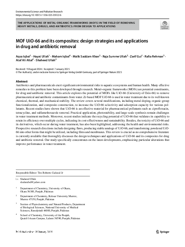 (PDF) THE APPLICATIONS OF METAL-ORGANIC FRAMEWORKS (MOFS) IN THE FIELD ...