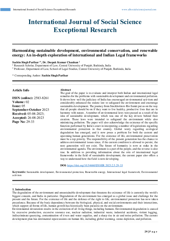 (PDF) Harmonizing sustainable development, environmental conservation ...