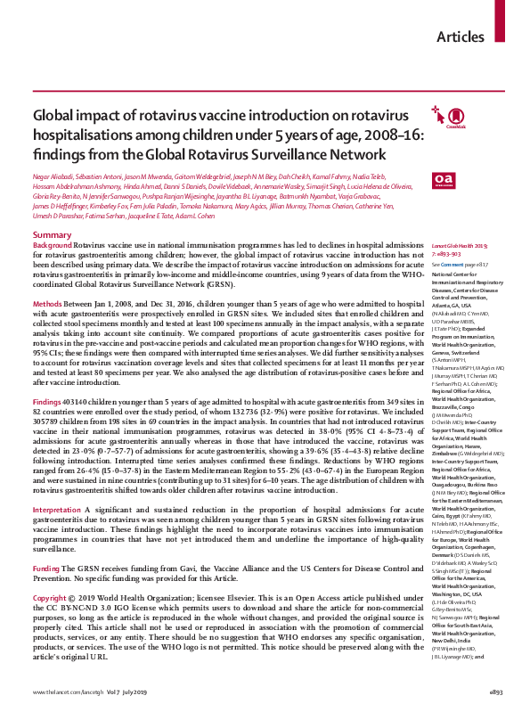 (PDF) Global impact of rotavirus vaccine introduction on rotavirus ...
