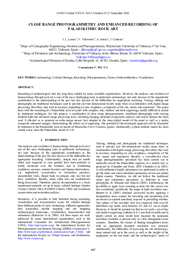 (PDF) Close range photogrammetry and enhanced recording of Palaeolithic ...