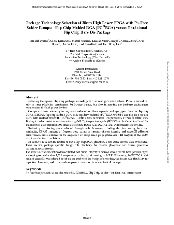 (PDF) Package Technology Selection of 28nm High Power FPGA with Pb-Free ...