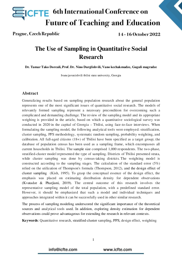 (PDF) The Use of Sampling in Quantitative Social Research