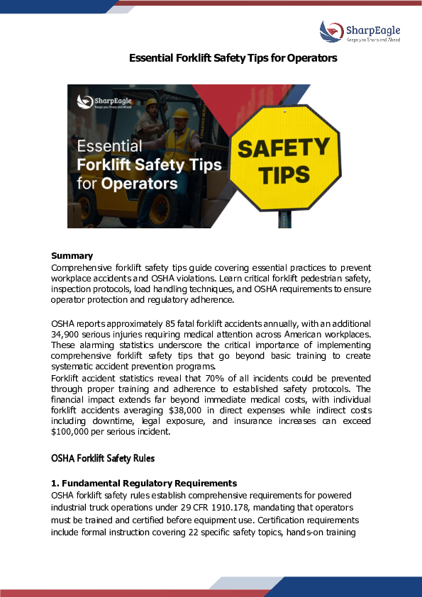 (PDF) Essential Forklift Safety Tips for Operators