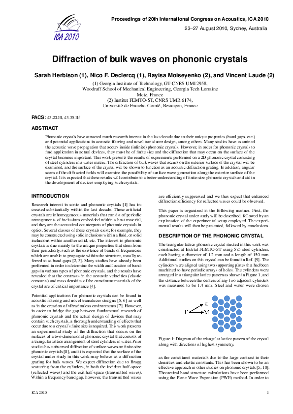 (PDF) Diffraction of bulk waves on phononic crystals