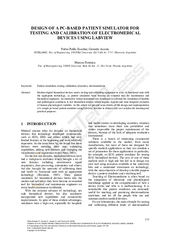 (PDF) Design of a PC-Based Patient Simulator for Testing and ...