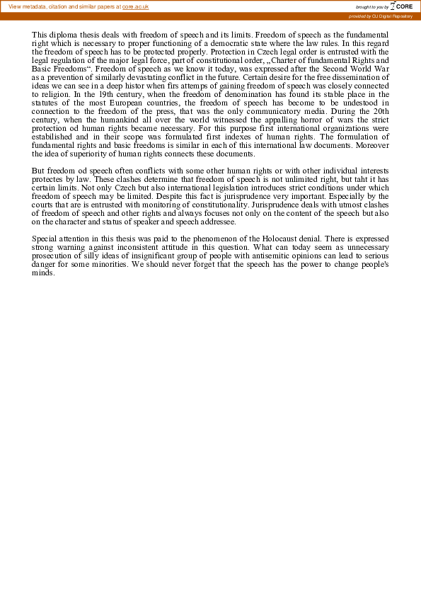 (PDF) Freedom of speech and its limits