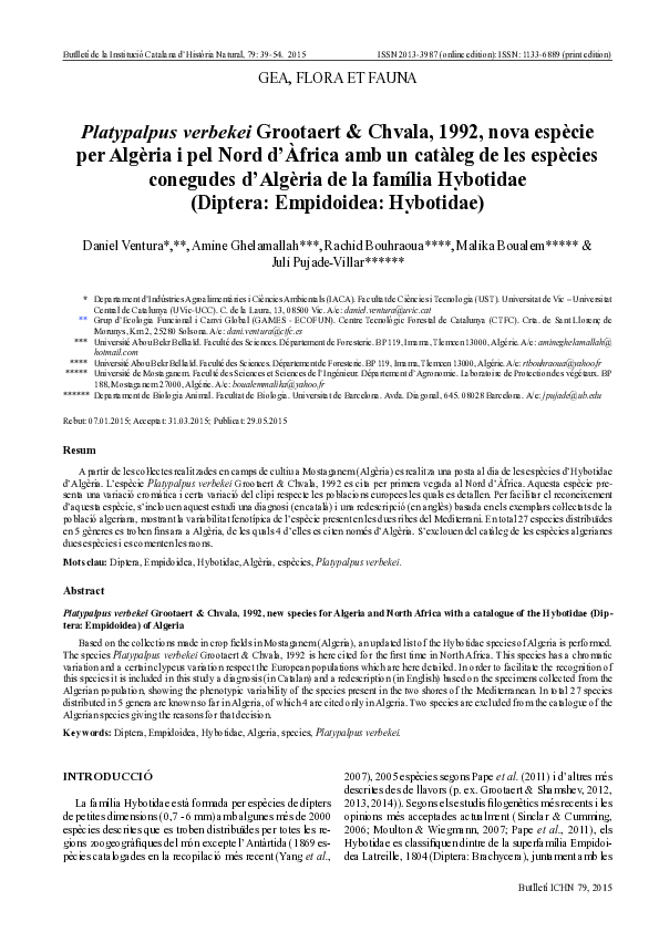 (PDF) Platypalpus verbekei Grootaert & Chvala, 1992, nova espècie per ...
