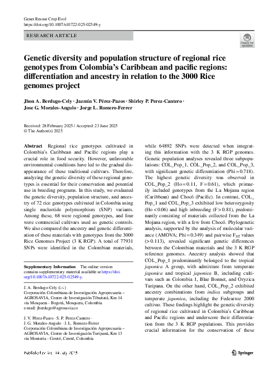 (PDF) Genetic diversity and population structure of regional rice ...