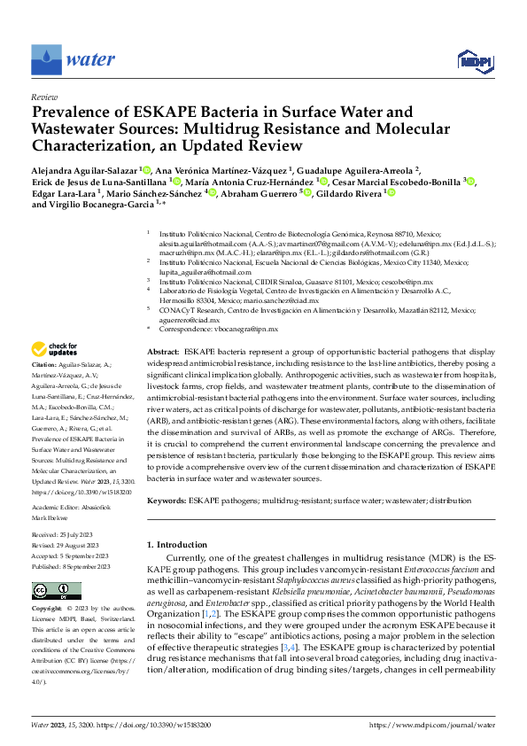 (PDF) Prevalence of ESKAPE Bacteria in Surface Water and Wastewater ...