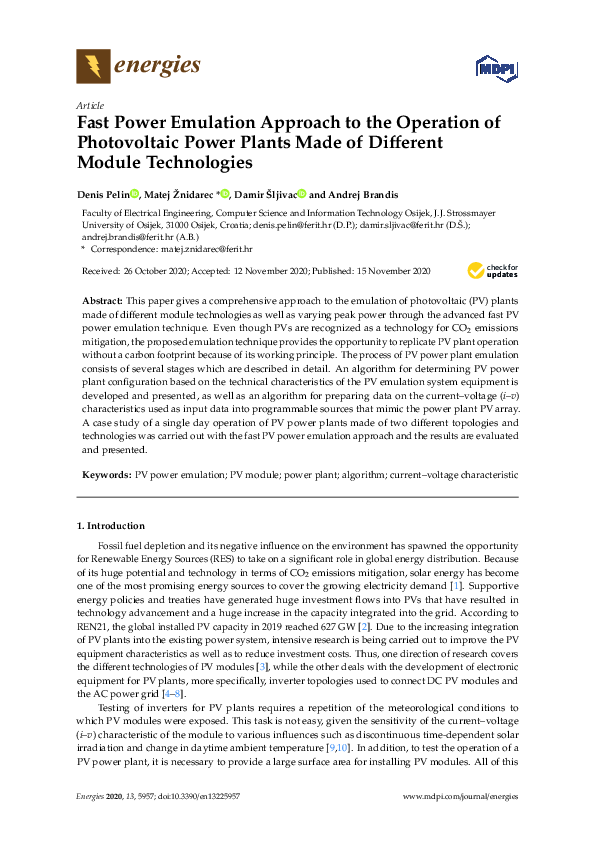 (PDF) Fast Power Emulation Approach to the Operation of Photovoltaic ...