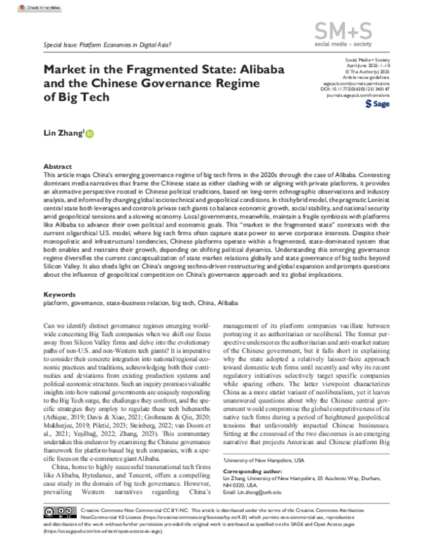 (PDF) Market in the Fragmented State: Alibaba and the Chinese ...