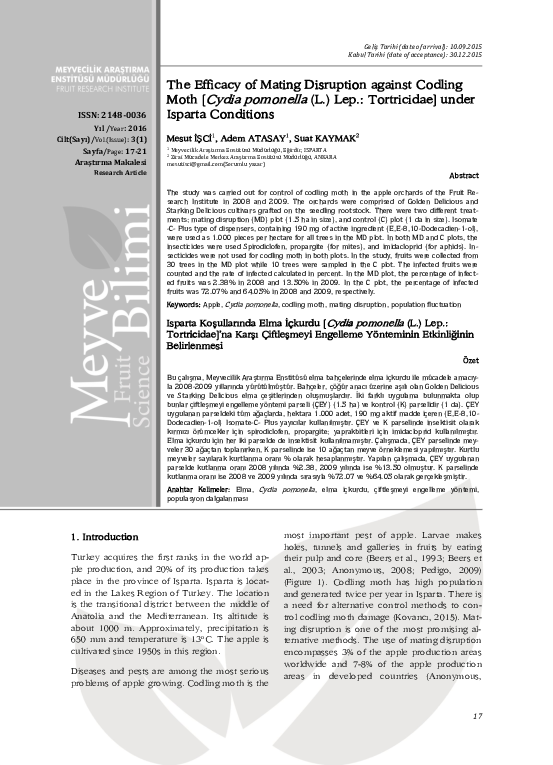 (PDF) The Efficacy of Mating Disruption against Codling Moth [Cydia ...