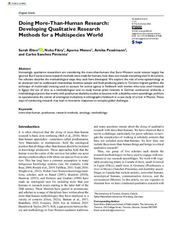 (PDF) Doing More-Than-Human Research: Developing Qualitative Research ...