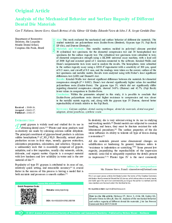 (PDF) Analysis of the mechanical behavior and surface rugosity of ...