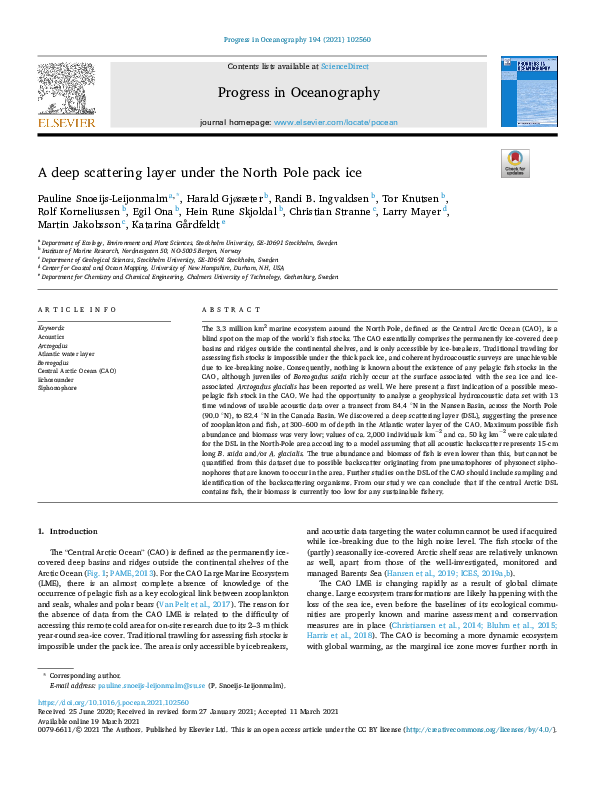 (PDF) A deep scattering layer under the North Pole pack ice