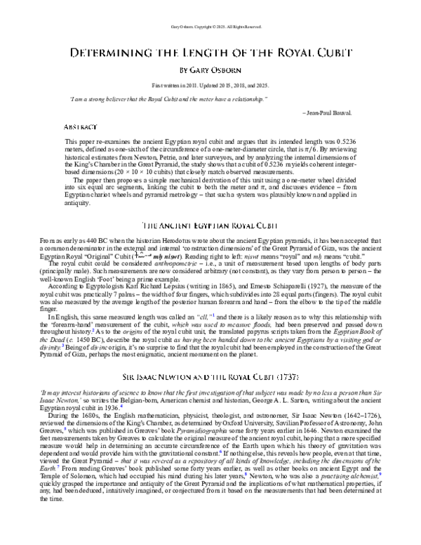 (PDF) Determining the Length of the Royal Cubit